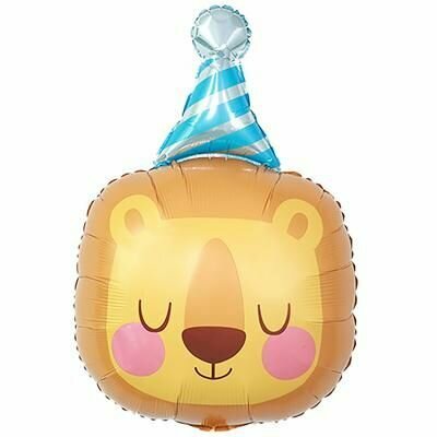Воздушный шар фольгированный весёлая затея Лев спящий в колпаке, оранжевый, 27"