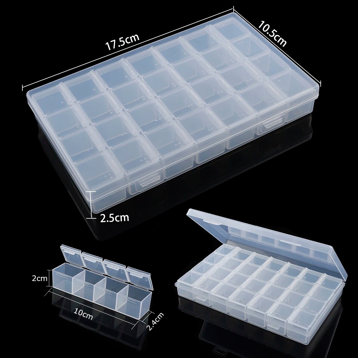 Пластиковая прозрачная шкатулка для мелочей, 17.5x10.5x2.5см, Синий, 1pcs