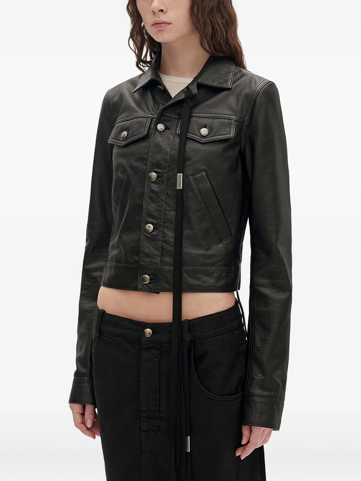 Куртка Ann Demeulemeester Structured leather jacket, размер 40, черный — фото 1