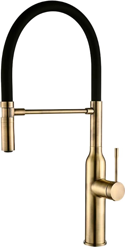 Смеситель для кухни Zorg Steel Hummer SH 2022 BRONZE с гибким изливом, с поворотным изливом, бронзовый, черный, матовый, однорычажный, нержавеющая сталь, с керамическим картриджем