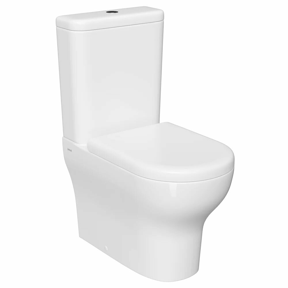 Унитаз-компакт напольный VitrA Zentrum 9012B003-7202 с микролифтом, антивсплеск, фарфоровый, белый, глянцевый, овальный, с нижним подводом, сиденье для унитаза в комплекте