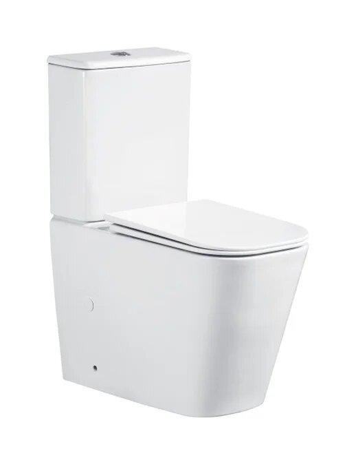 Унитаз-компакт напольный Ceruttispa Manlio СТ10618 с микролифтом, безободковый, фарфоровый, антивсплеск, белый, с нижним подводом, прямоугольный