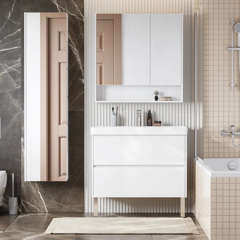 Мебель для ванной комнаты AQUATON Сканди 90 белый глянец, белый матовый