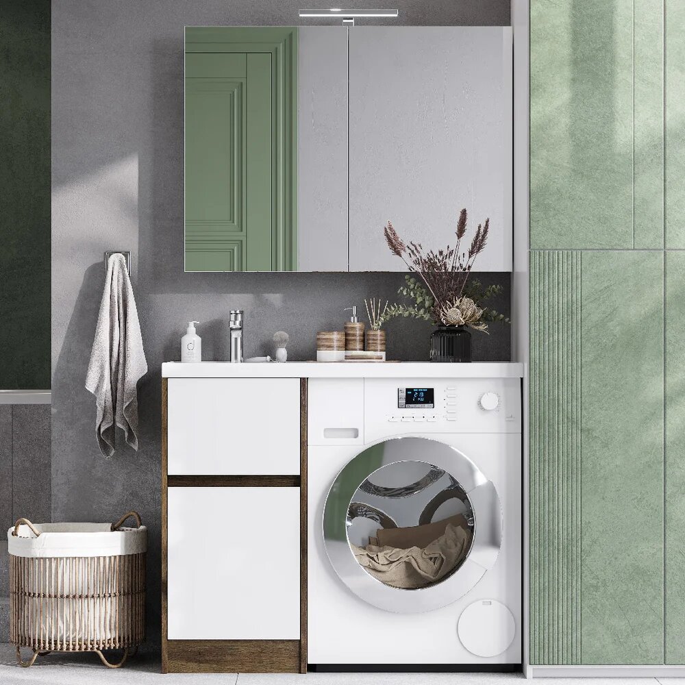 Мебель для ванной комнаты AQUATON Лондри 40 L, дуб рустикальный, белый