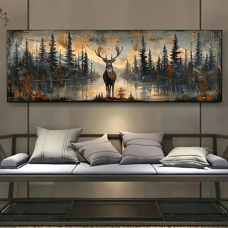 KNOW EASY-Коллаж ручной работы алмазная живопись оленя в лесу, 150x50CM, подходит для украшения дома, подарки