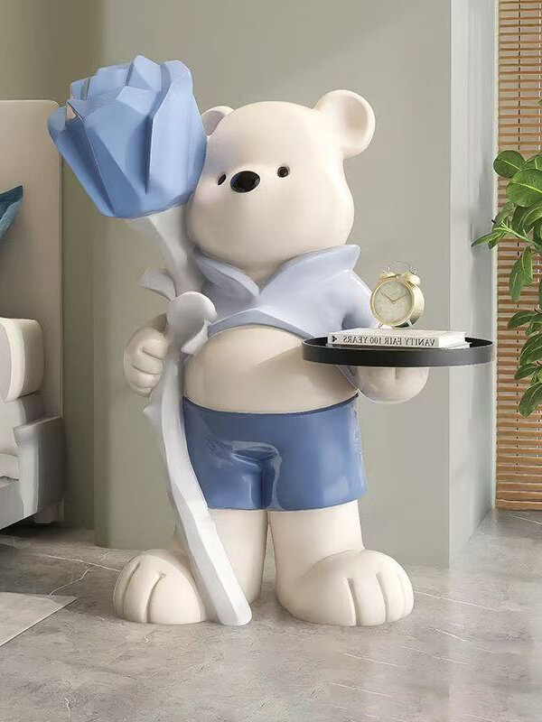 Креативный журнальный столик с цветочным рисунком медведя, современный минималистичный декоративный журнальный столик