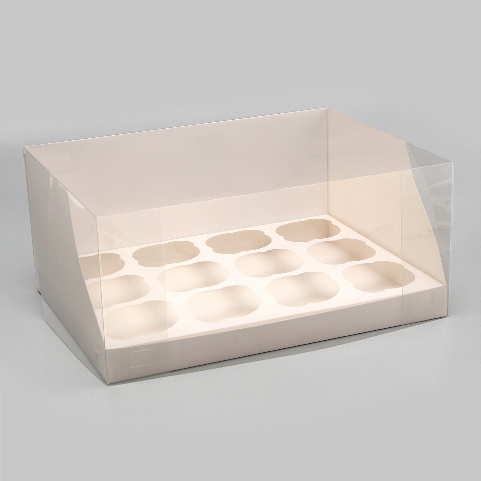 Коробка для 12 капкейков, размер 31 x 24 x 14 см, цвет белый