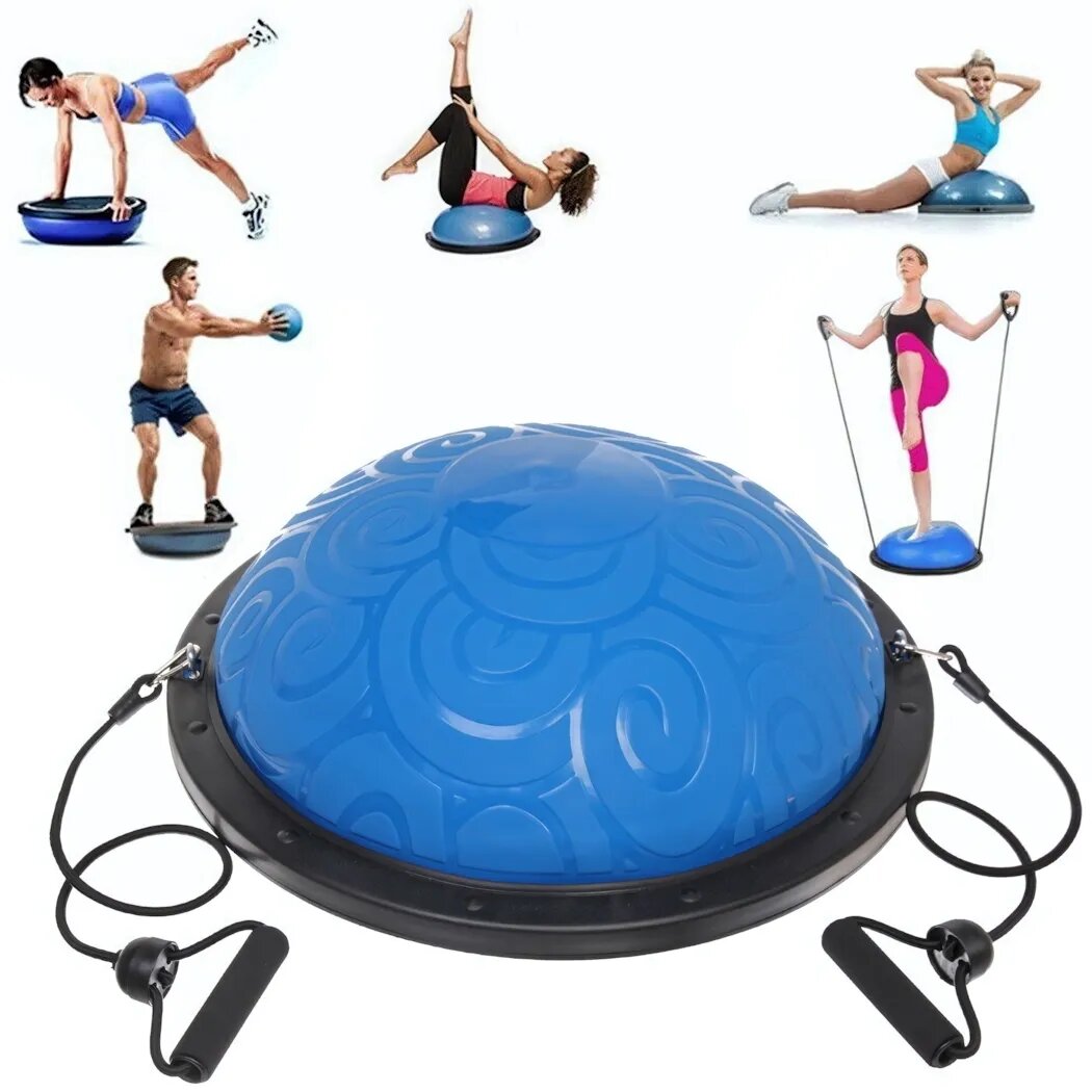 Балансировочная платформа «Classic» 59х18 см, голубая, с насосом и эспандерами