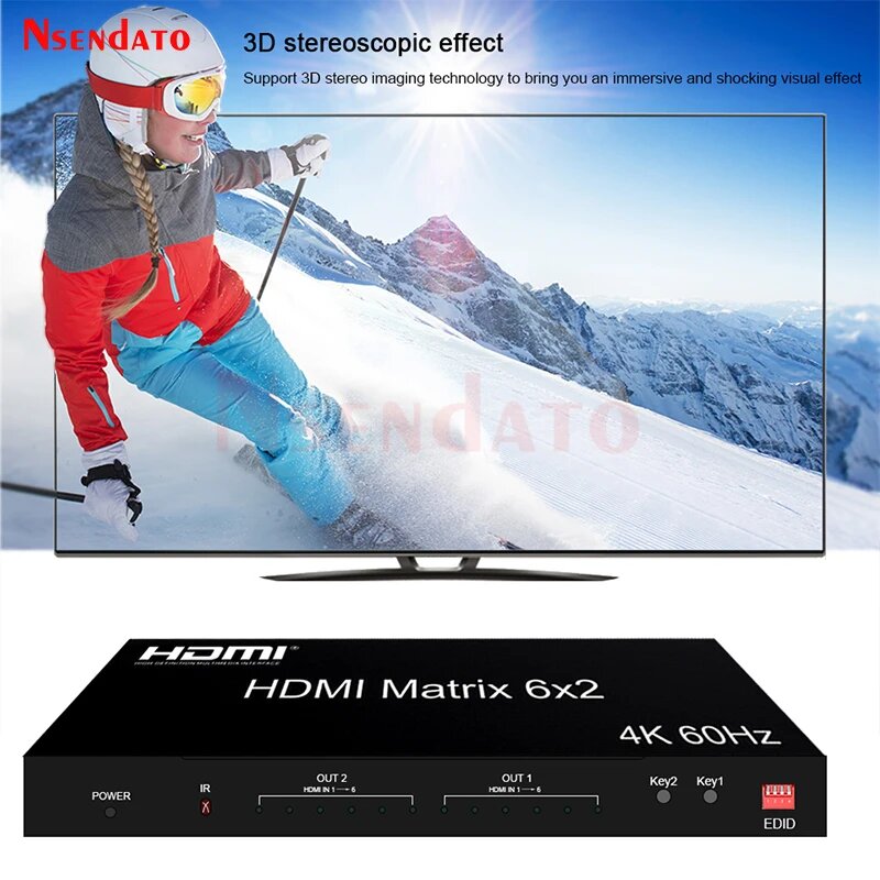 HDMI матричный переключатель Nsendato 6x2 4K AU Plug