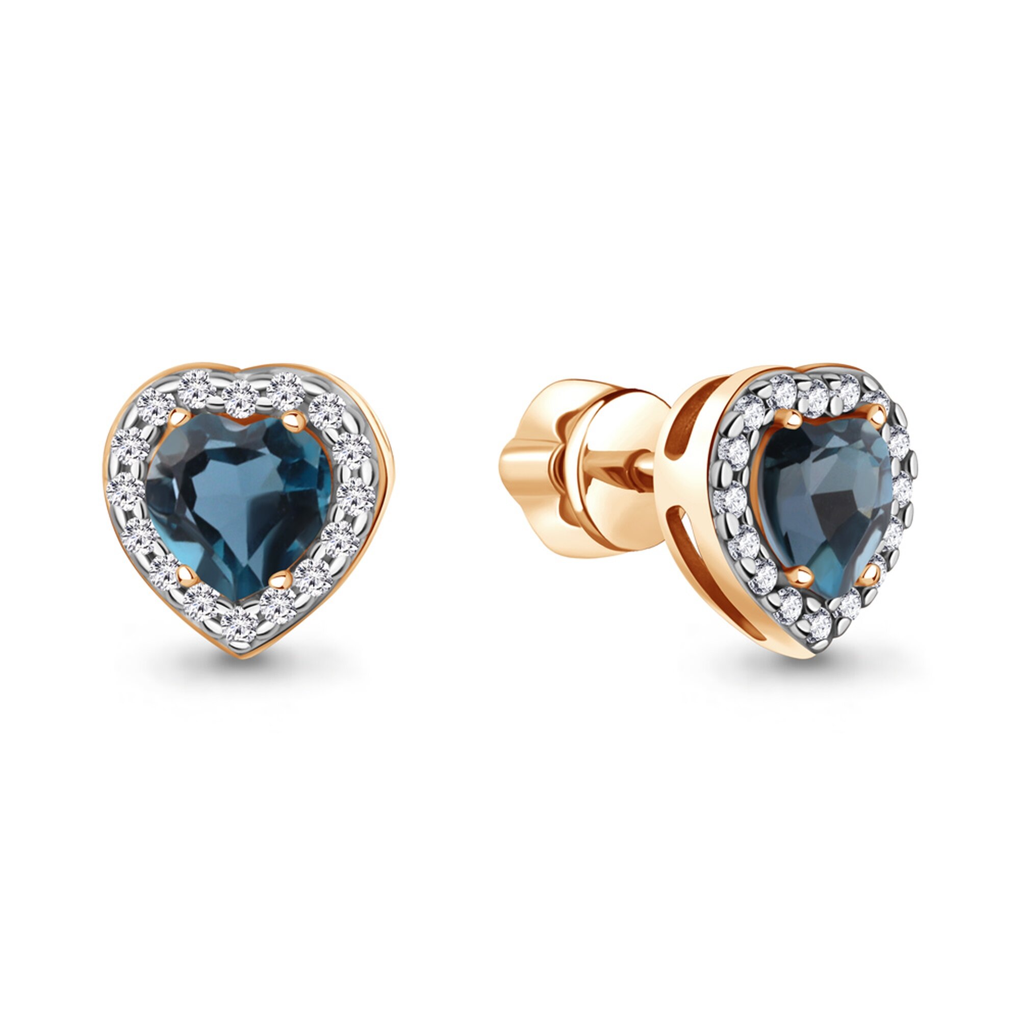 Серьги, серебро, 925 проба, золочение, фианит, Лондон топаз