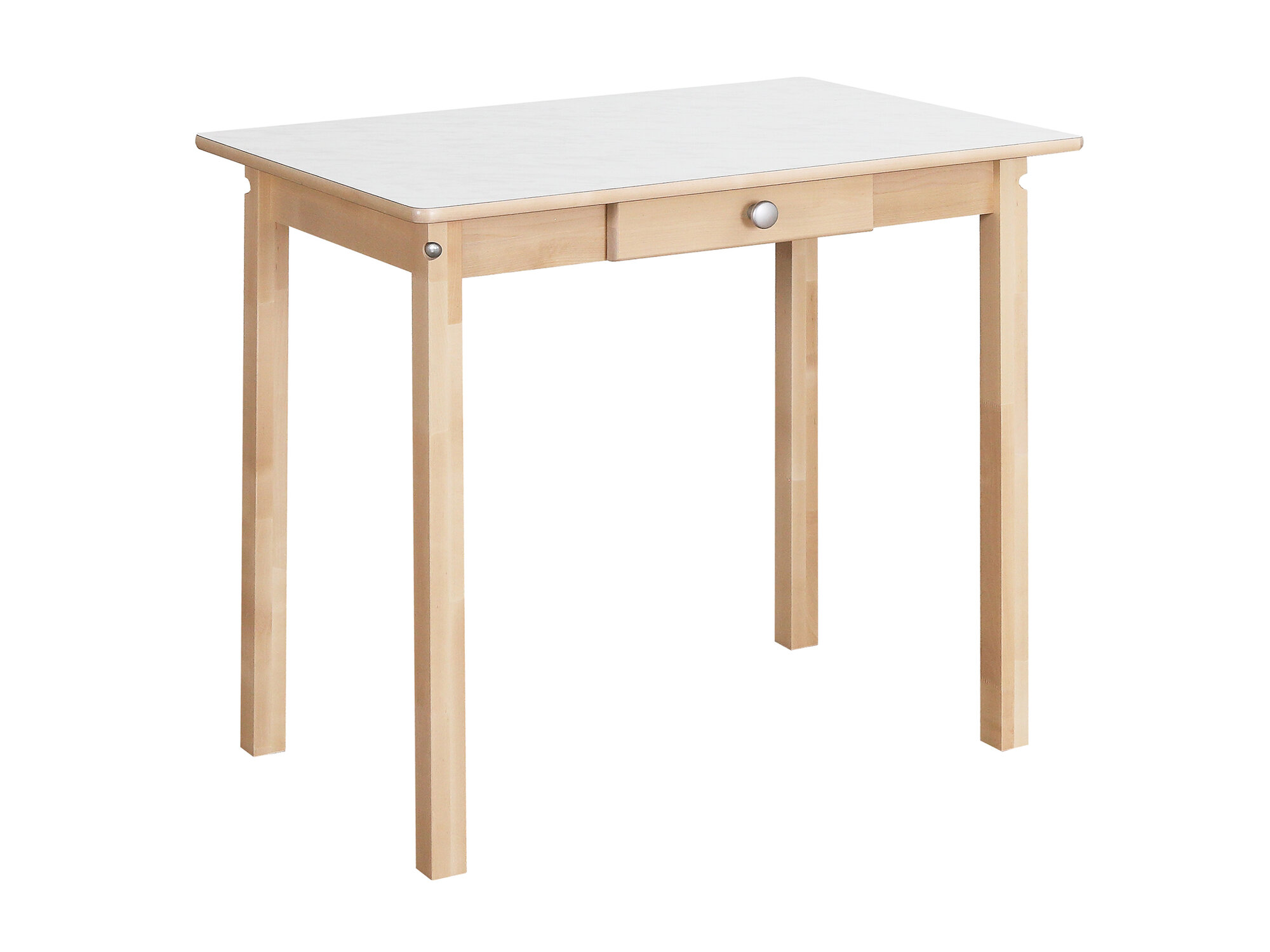 Стол обеденный 84х57 см. с выдвижным ящиком ПН Бесцветный (Лак), Светлый мрамор