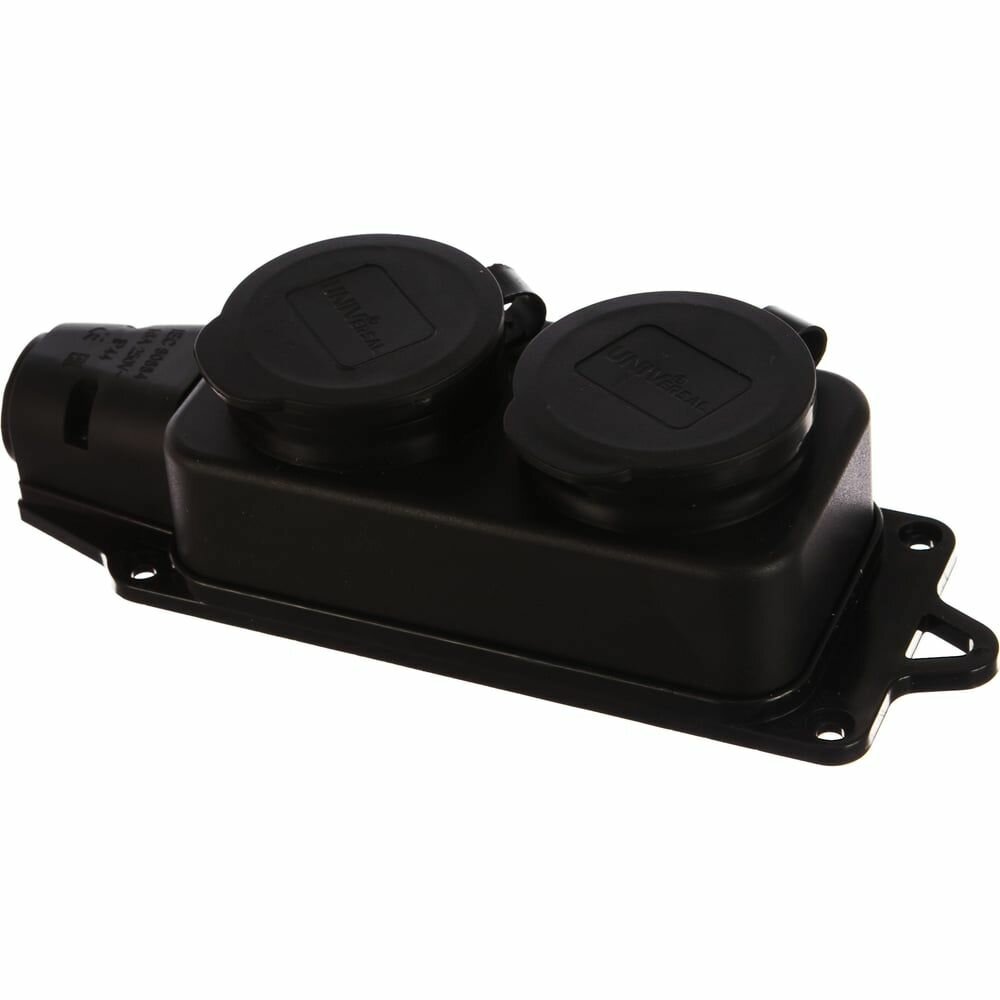 Колодка удлинителя 2-м 1ф с заглушками каучук UNIVersal 1027