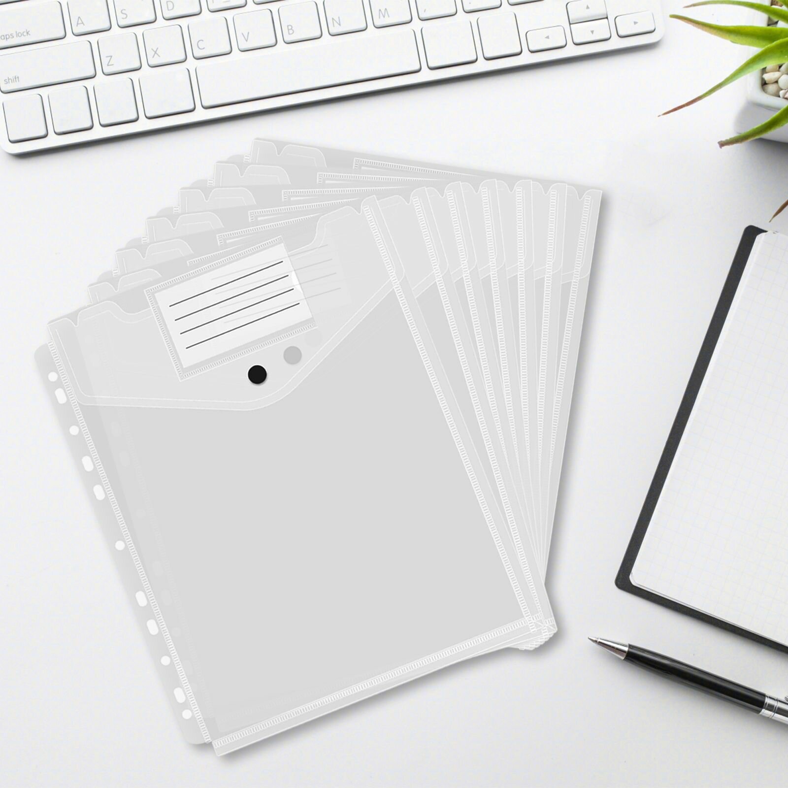 12 упаковок прозрачных пластиковых папок формата А4, расширяемые 11-отверстные переплетные папки с перфорированными карманами