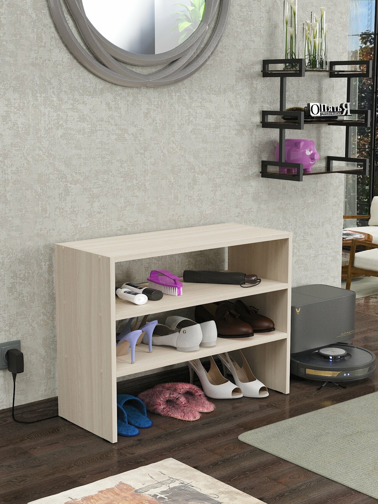 Тумба под обувь 3 полки, для хранения 12 пар обуви, ЛДСП 16мм