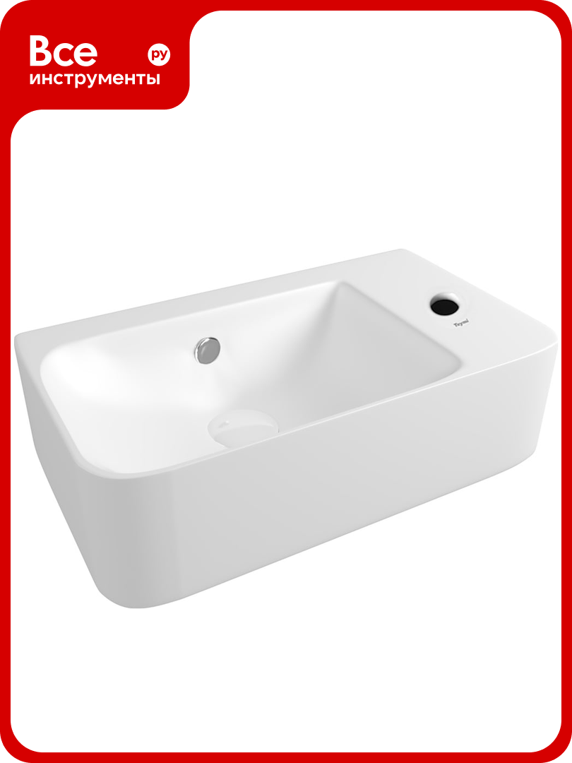 Раковина Teymi Hanna 45 правая, подвесная, белая T50903 ЦБ-, белый глянцевый, стену