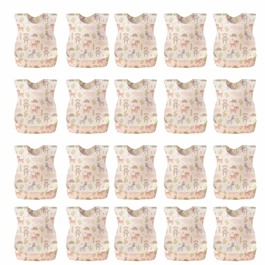 Одноразовые слюнявчики "Мир животных", 20 шт, нетканый материал