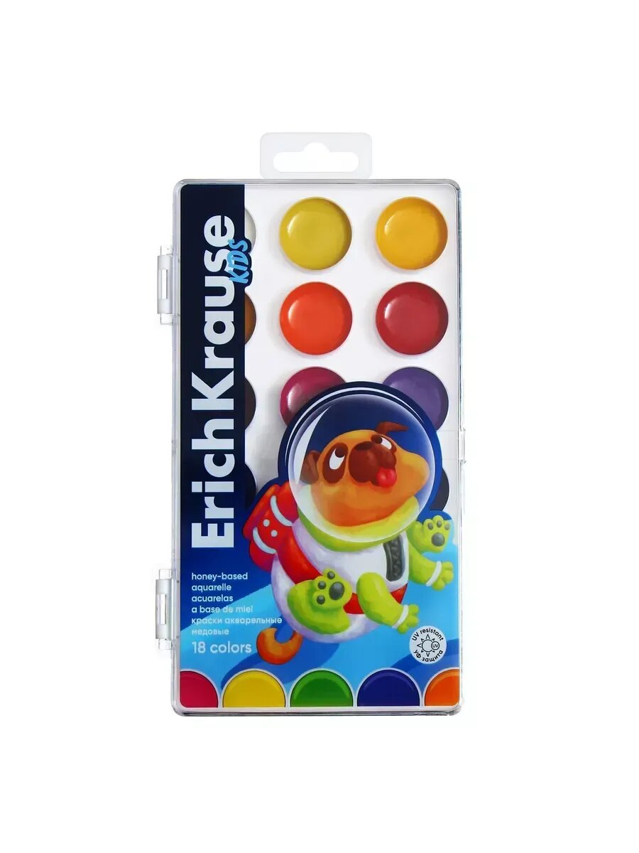 Акварель 18 цветов "Kids Space Animals", медовая