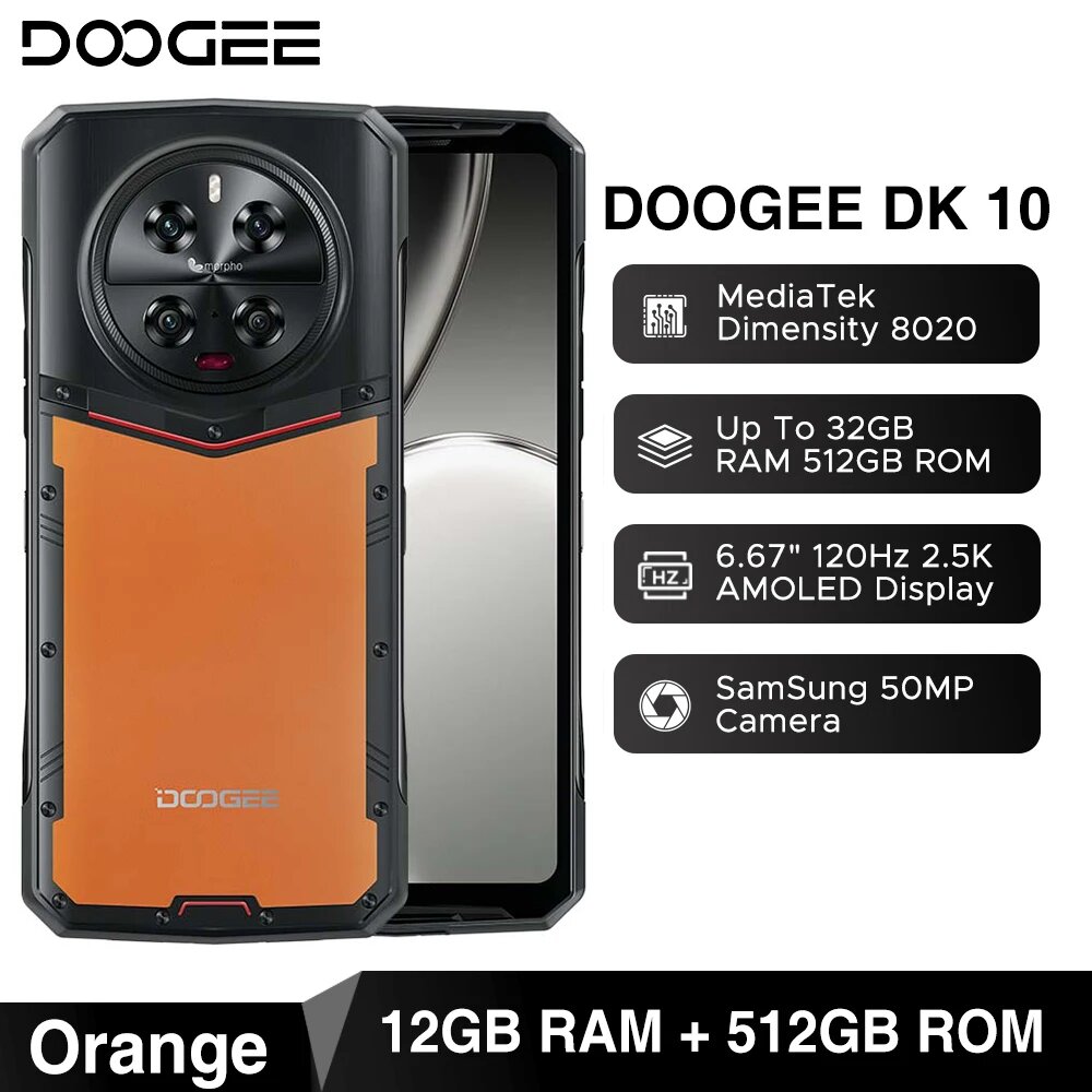 Мировая премьера: защищенный смартфон DOOGEE DK 10 5G с 12 ГБ ОЗУ, 512 ГБ, 5150 мАч и зарядкой 120 Вт