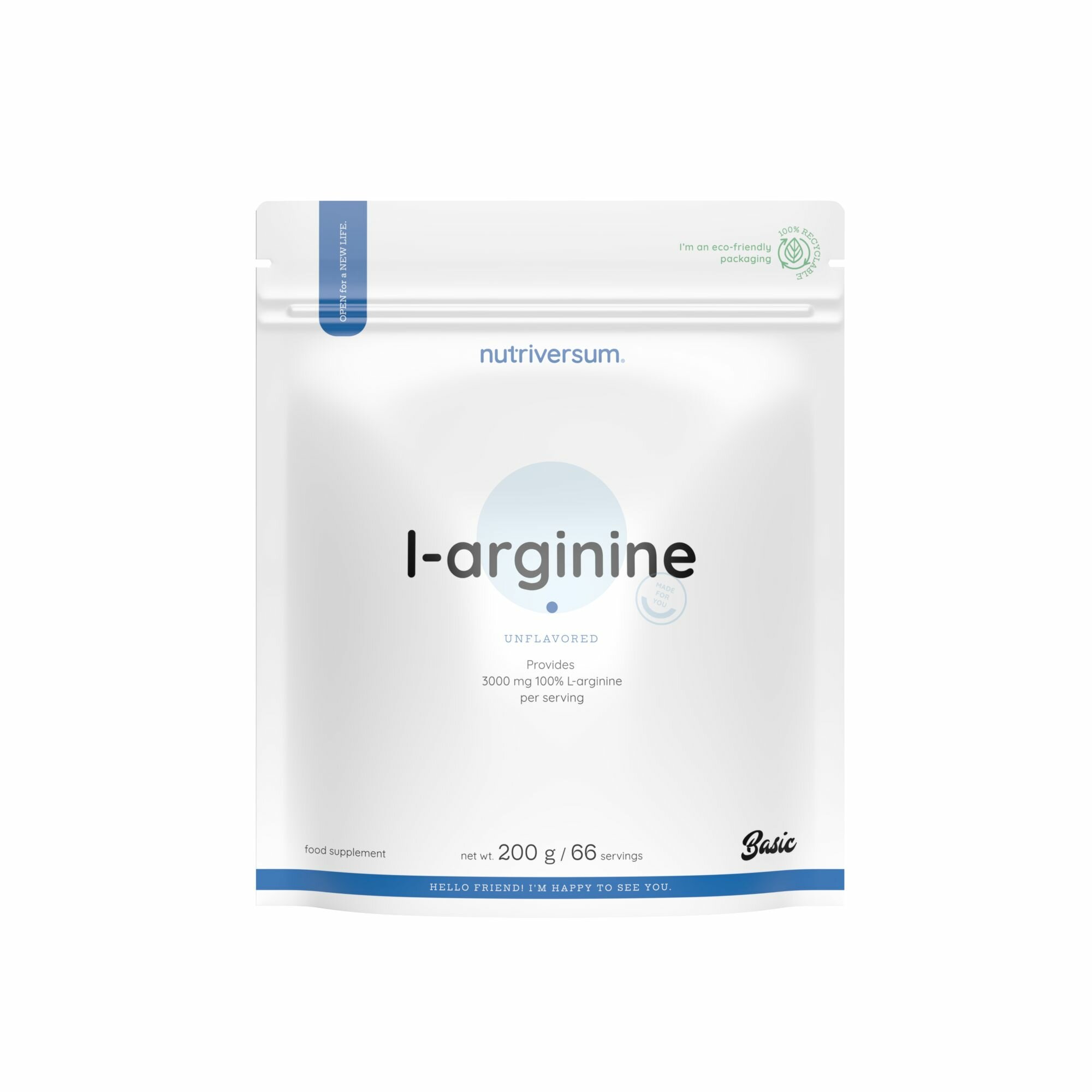 L-аргинин в порошке NUTRIVERSUM Basic 100% L-Arginine (100% чистый продукт), 200 грамм