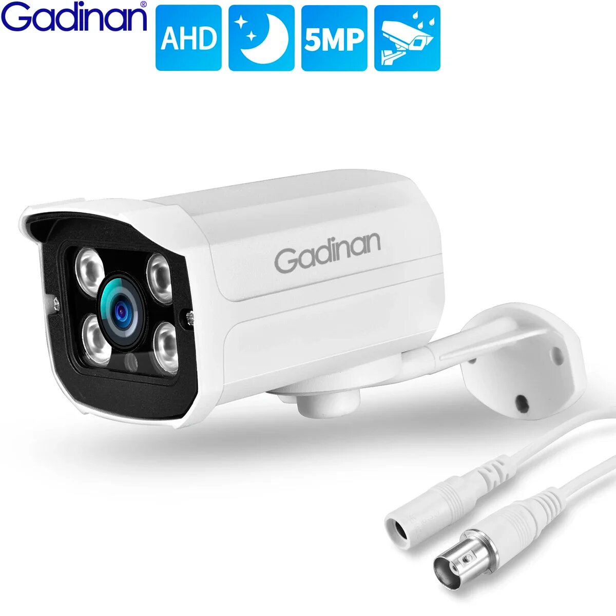 Gadinan AHD CCTV Камера 5MP 1080P 720P Наружная HD Металлическая с 4 ИК-светодиодами Ночное Видение Водонепроницаемая Пуля, 2.8mm-PAL, 1080P