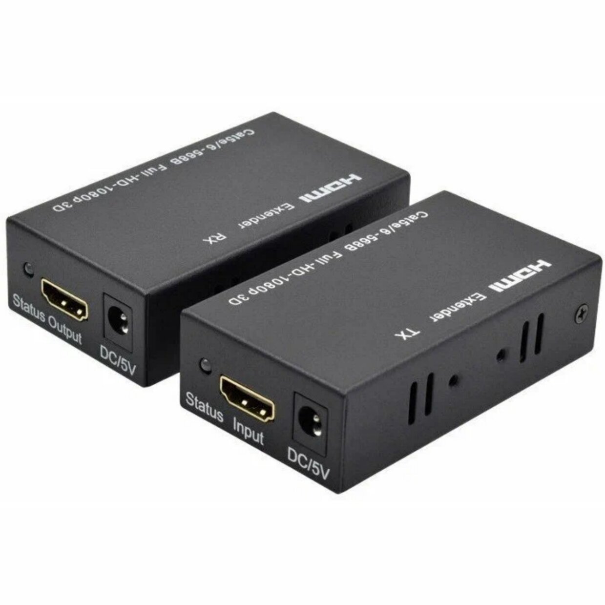 Удлинитель HDMI активный по витой паре RJ45, черный