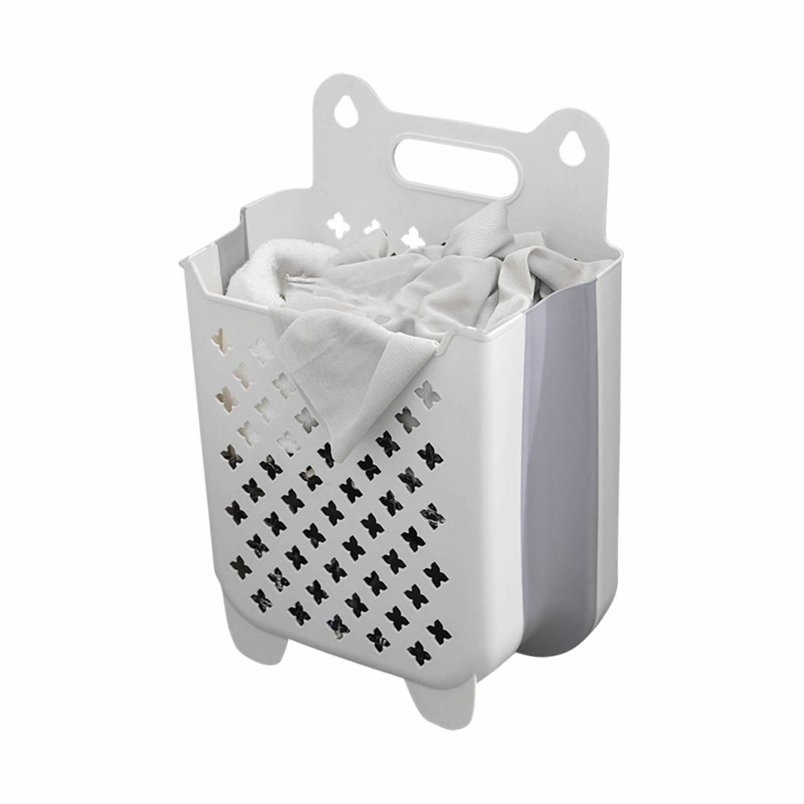 Большая вместительная настенная складная корзина для белья, белая подвесная складная корзина для белья для организации домашнего хранения