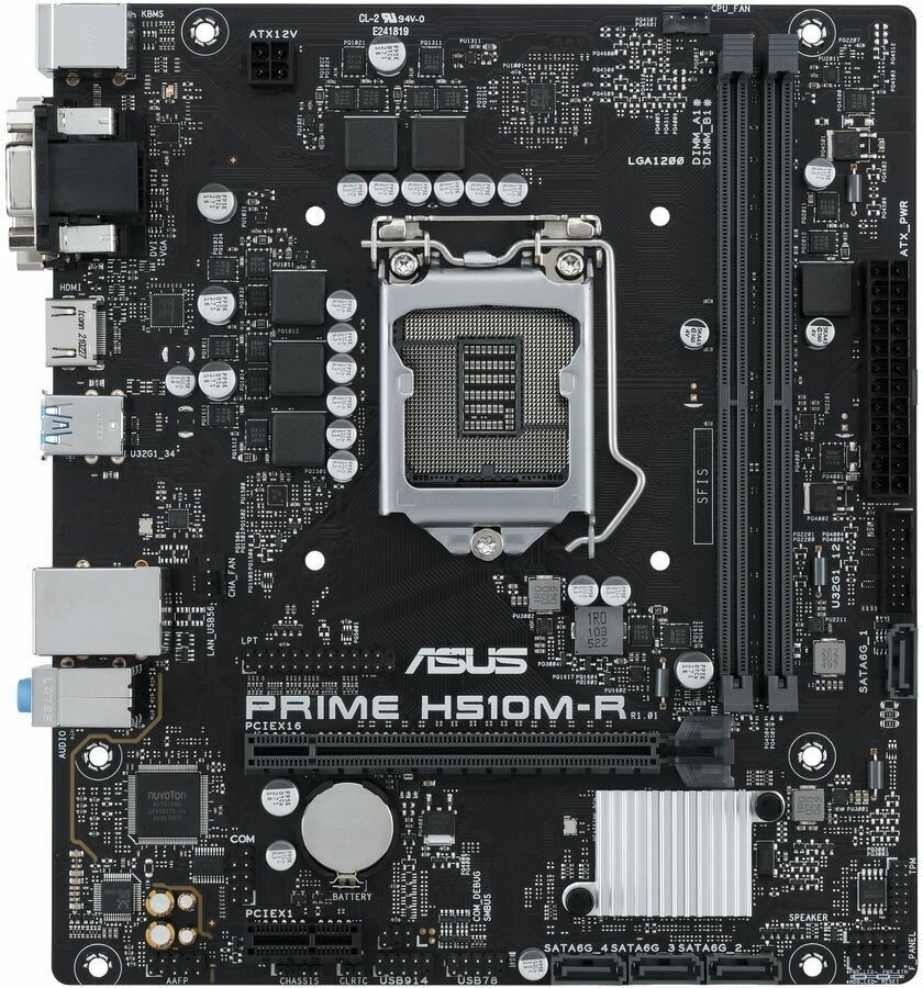Материнская плата ASUS PRIME H510M-R-SI (PRIME H510M-R-SI) - LGA 1200, Intel H510, 2хDDR4-2933 МГц, mATX