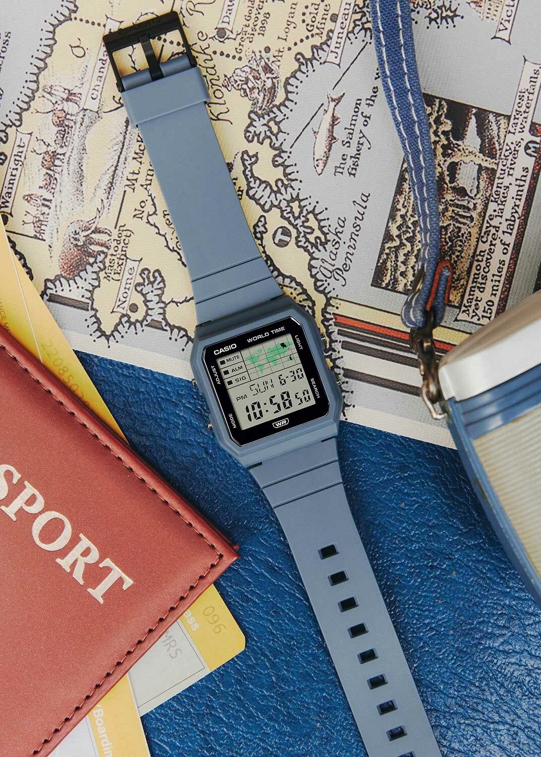 Наручные часы CASIO, серый, голубой, черный — фото 1
