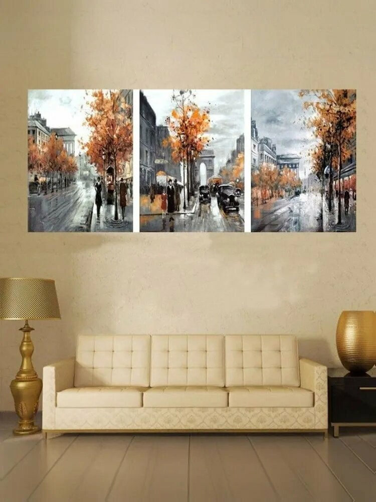 Алмазная живопись из 100% смолы, художественная вышивка, пейзажная живопись, триптих