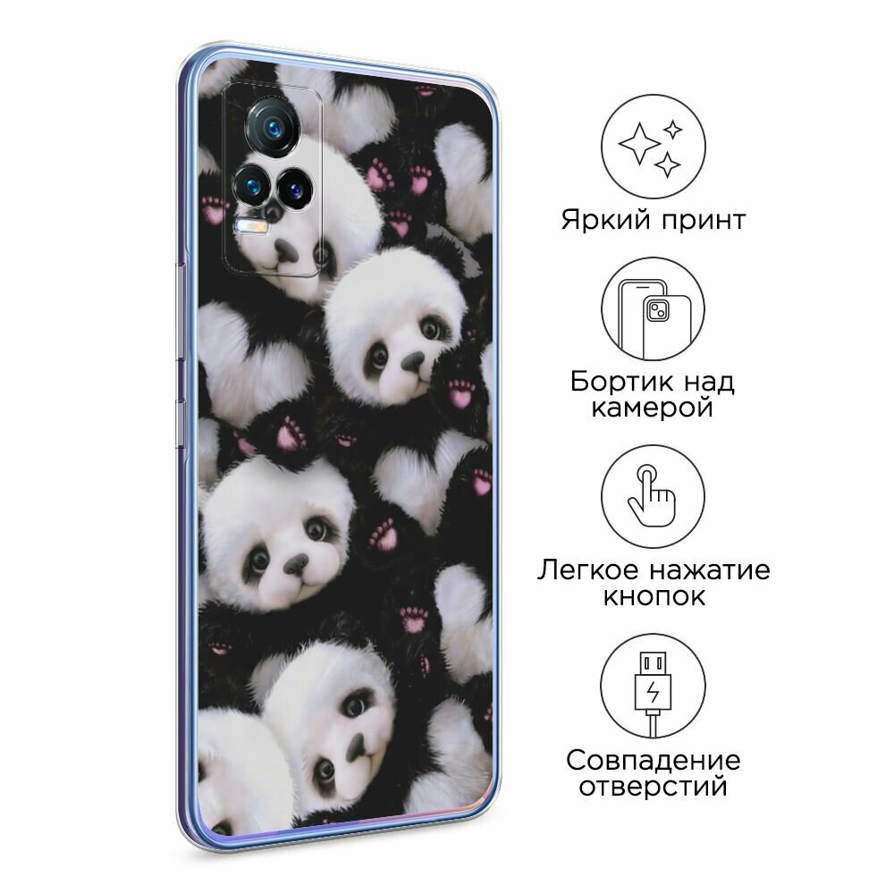 Силиконовый чехол на Vivo V21e 4G / Виво V21e 4G с принтом "Море панд" — фото 1