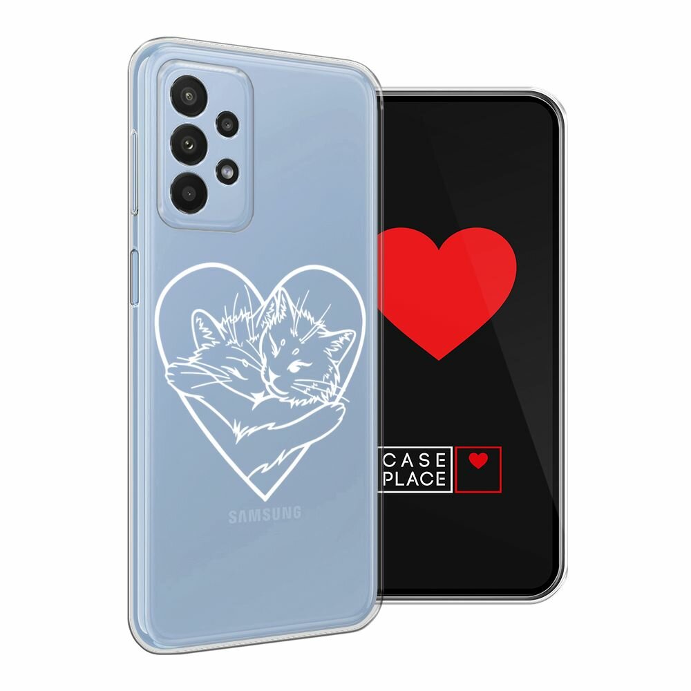Чехол на Samsung Galaxy A23 / Самсунг Галакси А23 с принтом "Влюблённые котики рисунок 2 - 14 февраля", прозрачный — фото 1