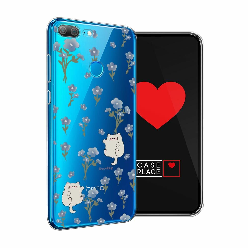 Чехол на Honor 9 Lite / Хонор 9 Лайт с принтом "Gentle cats", прозрачный — фото 1