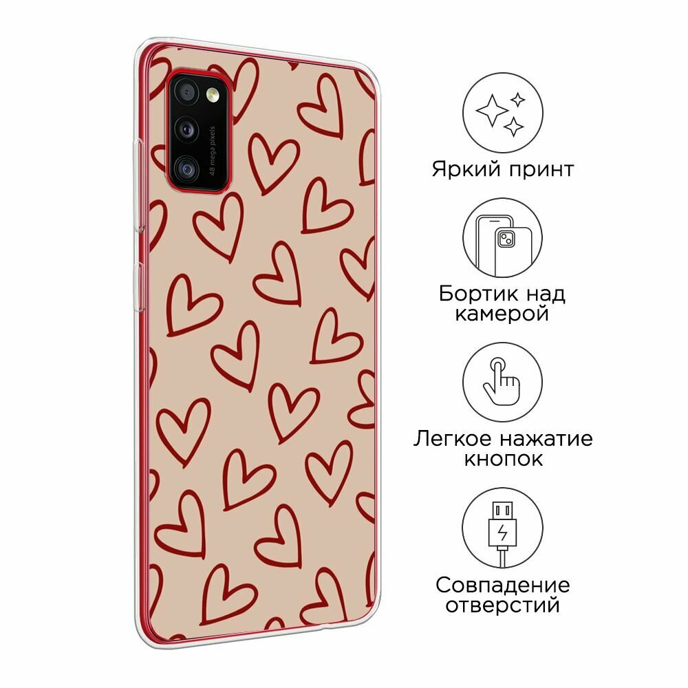 Чехол на Samsung Galaxy A41 / Самсунг Галакси А41 с принтом "Little hearts doodles 1 - 14 февраля" — фото 1