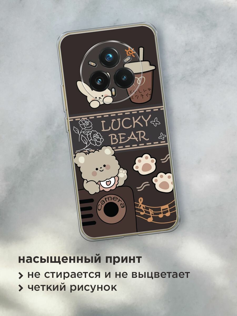 Чехол на Realme 14 Pro+ / Реалми 14 Про+ с принтом "Lucky bear coffee 1" — фото 1