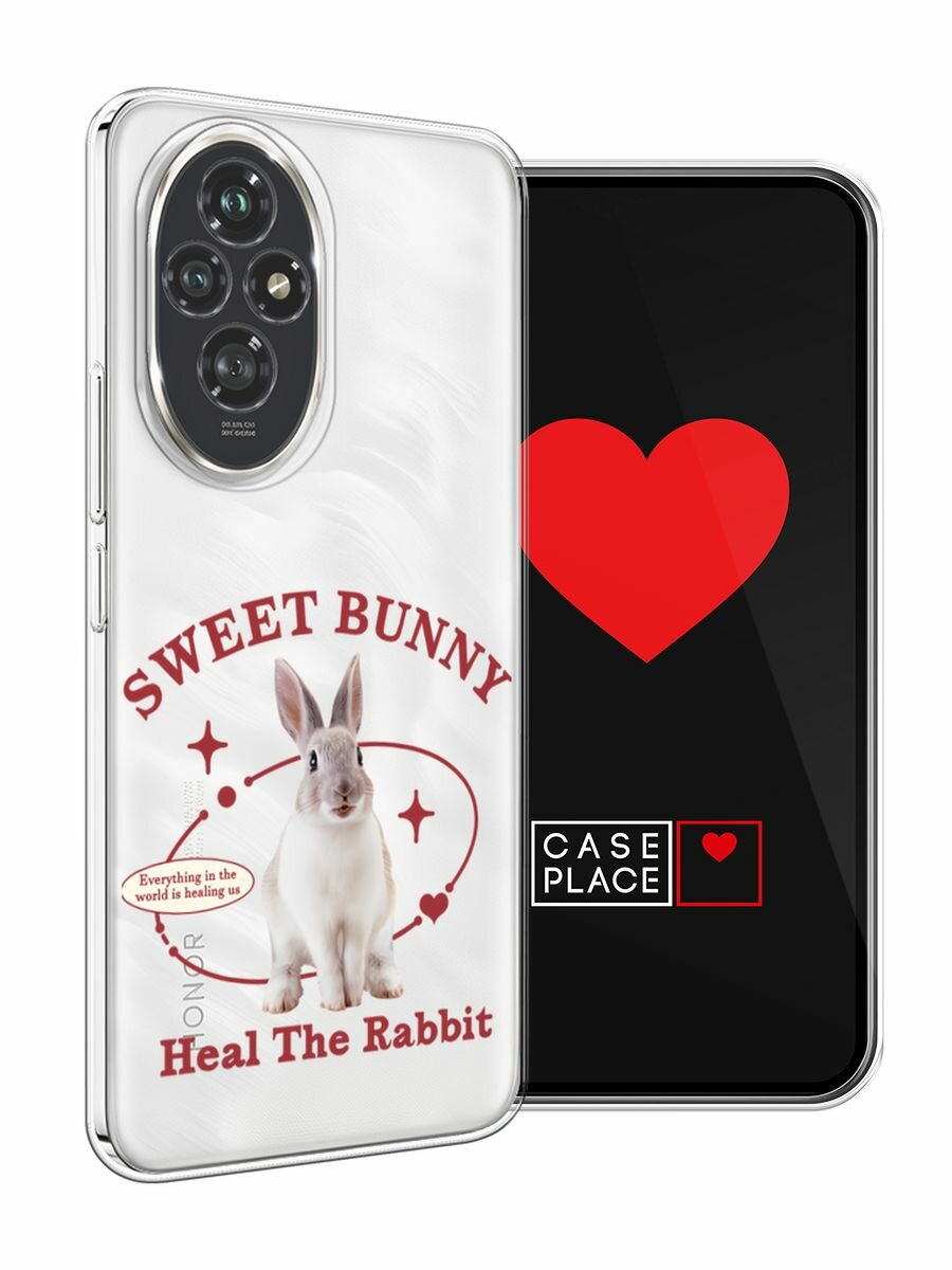 Чехол на Honor 200 / Хонор 200 с принтом "Heal the rabbit", прозрачный — фото 1