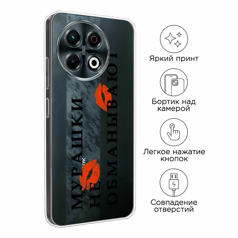 Чехол на Tecno Spark 30 Pro / Текно Спарк 30 Про с принтом "Мурашки не обманывают 1 - 14 февраля", прозрачный — фото 1