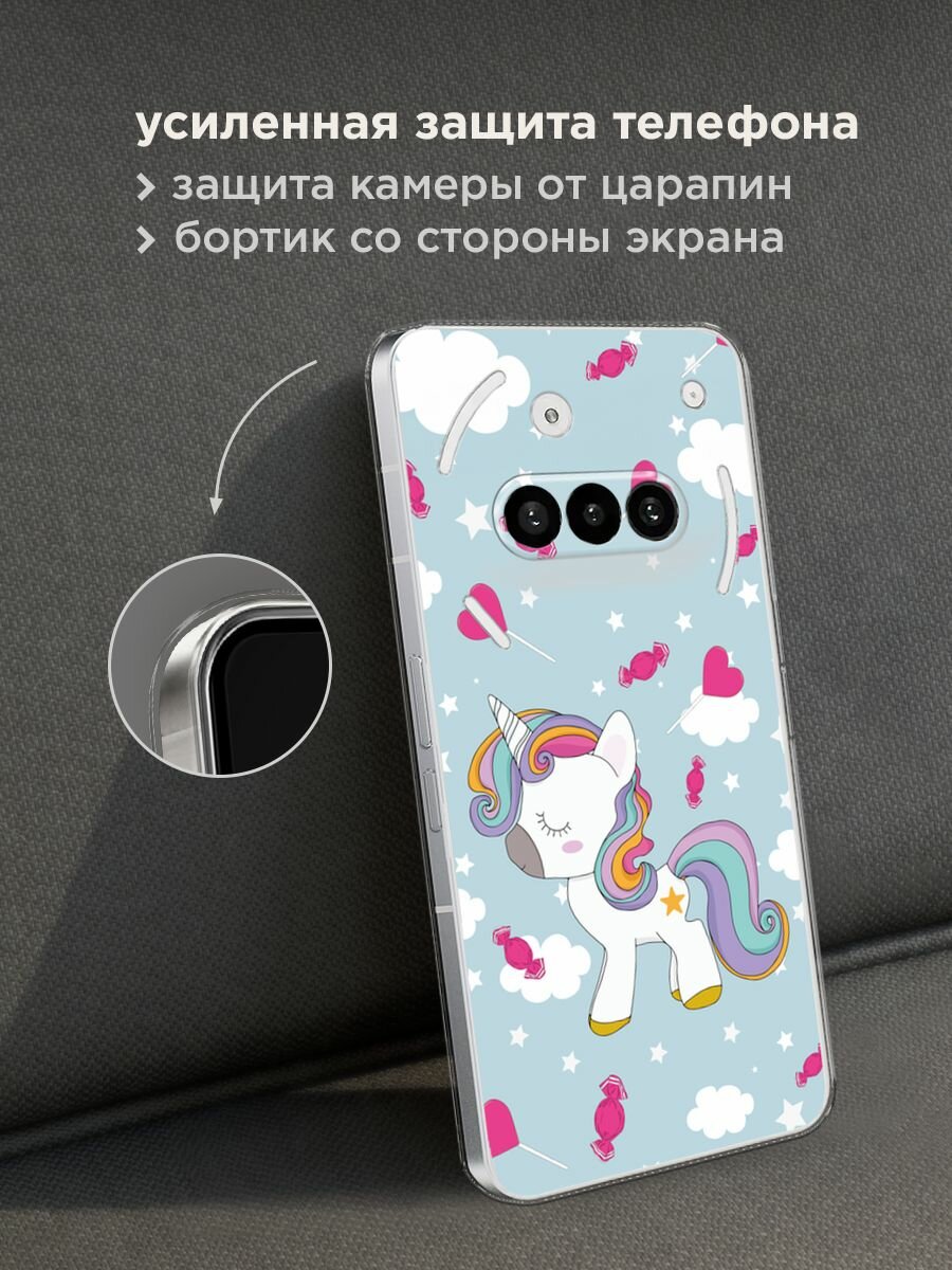 Чехол на Nothing Phone 3a / Нотинг Фон 3а с принтом "Сладкий единорожек" — фото 1