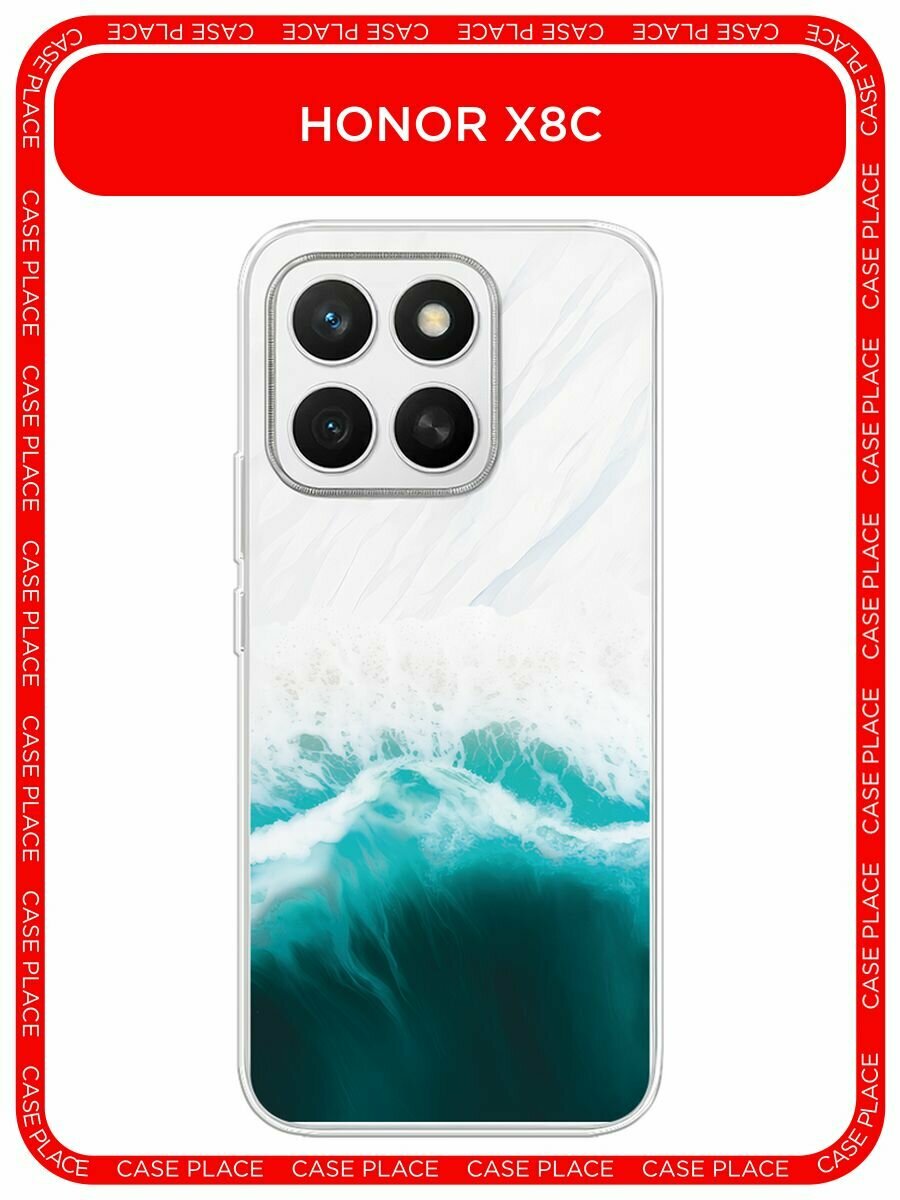 Чехол на Honor X8c / Хонор X8c с принтом "Большая волна", прозрачный
