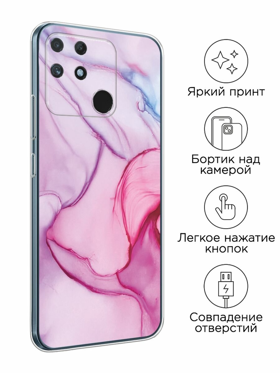 Чехол на Realme Narzo 50A / Реалми Нарзо 50A с принтом "Розовые мраморные разводы" — фото 1