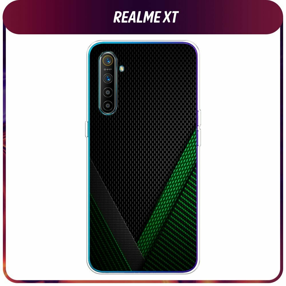 Силиконовый чехол на Realme XT / Реалми XT с принтом "Зеленый карбон"