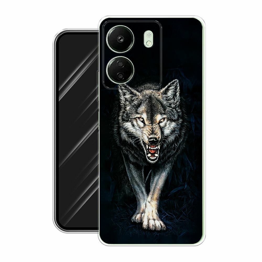 Чехол на Xiaomi Redmi 13C/Poco C65 / Сяоми Редми 13C/Поко С65 с принтом "Злобный волк из ночи" — фото 1