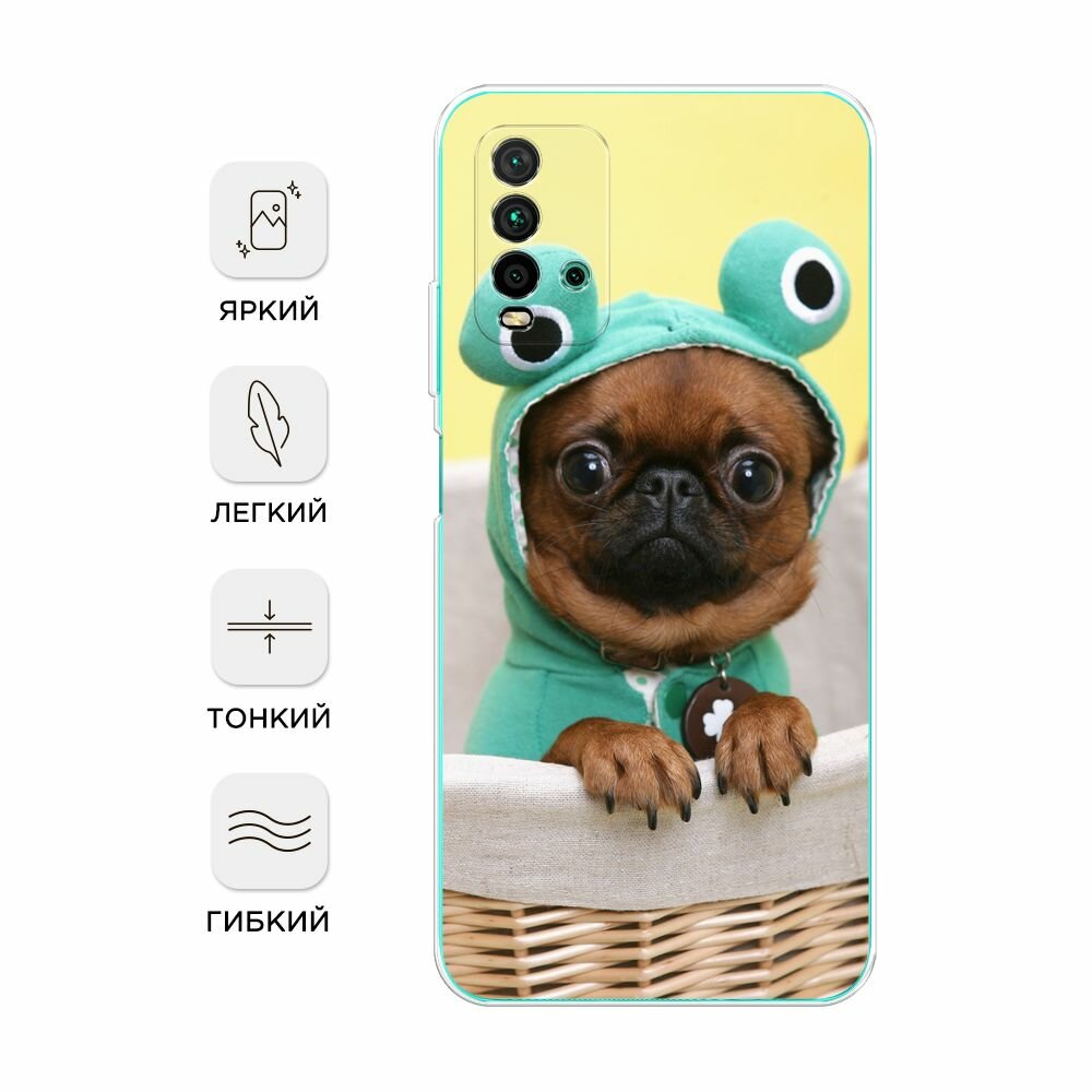 Чехол на Xiaomi Redmi 9T / Сяоми Редми 9Т с принтом "Собачка в шапке лягушки" — фото 1