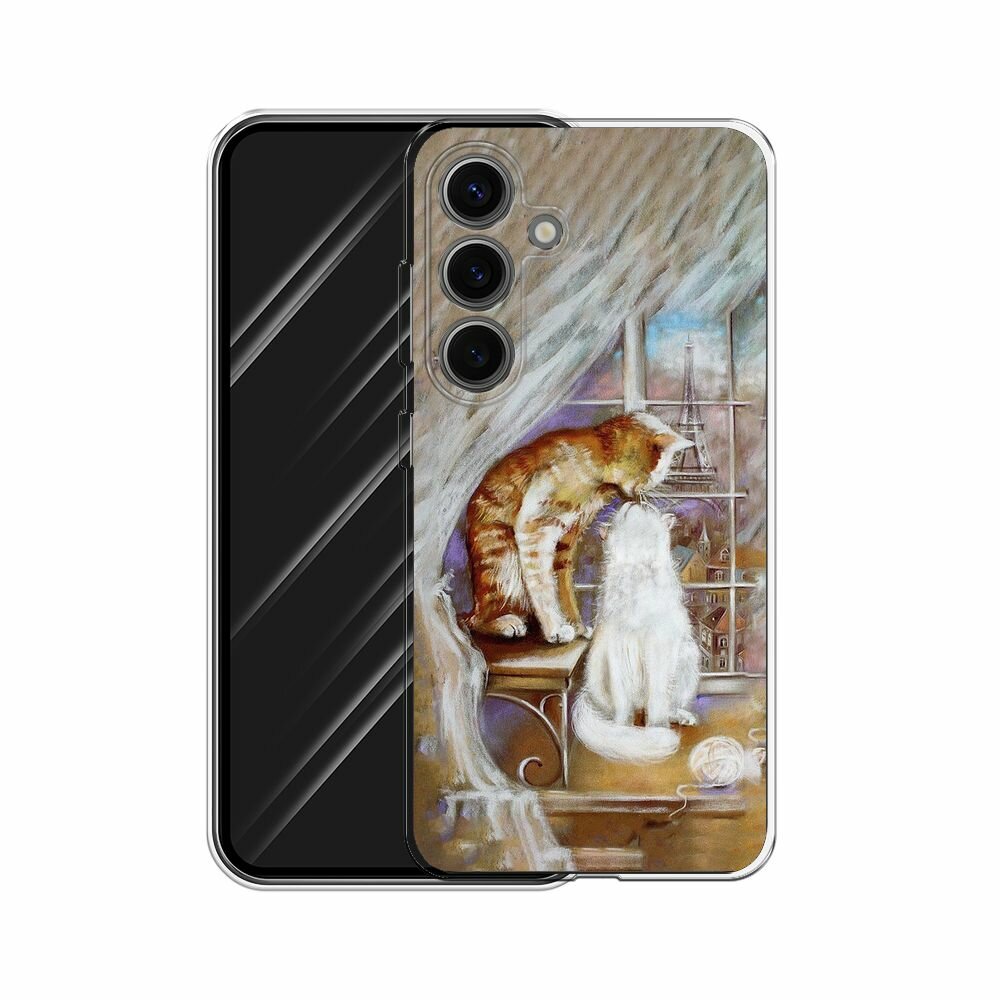 Чехол на Samsung Galaxy S25 / Самсунг S25 с принтом "Влюбленные котики 1" — фото 1