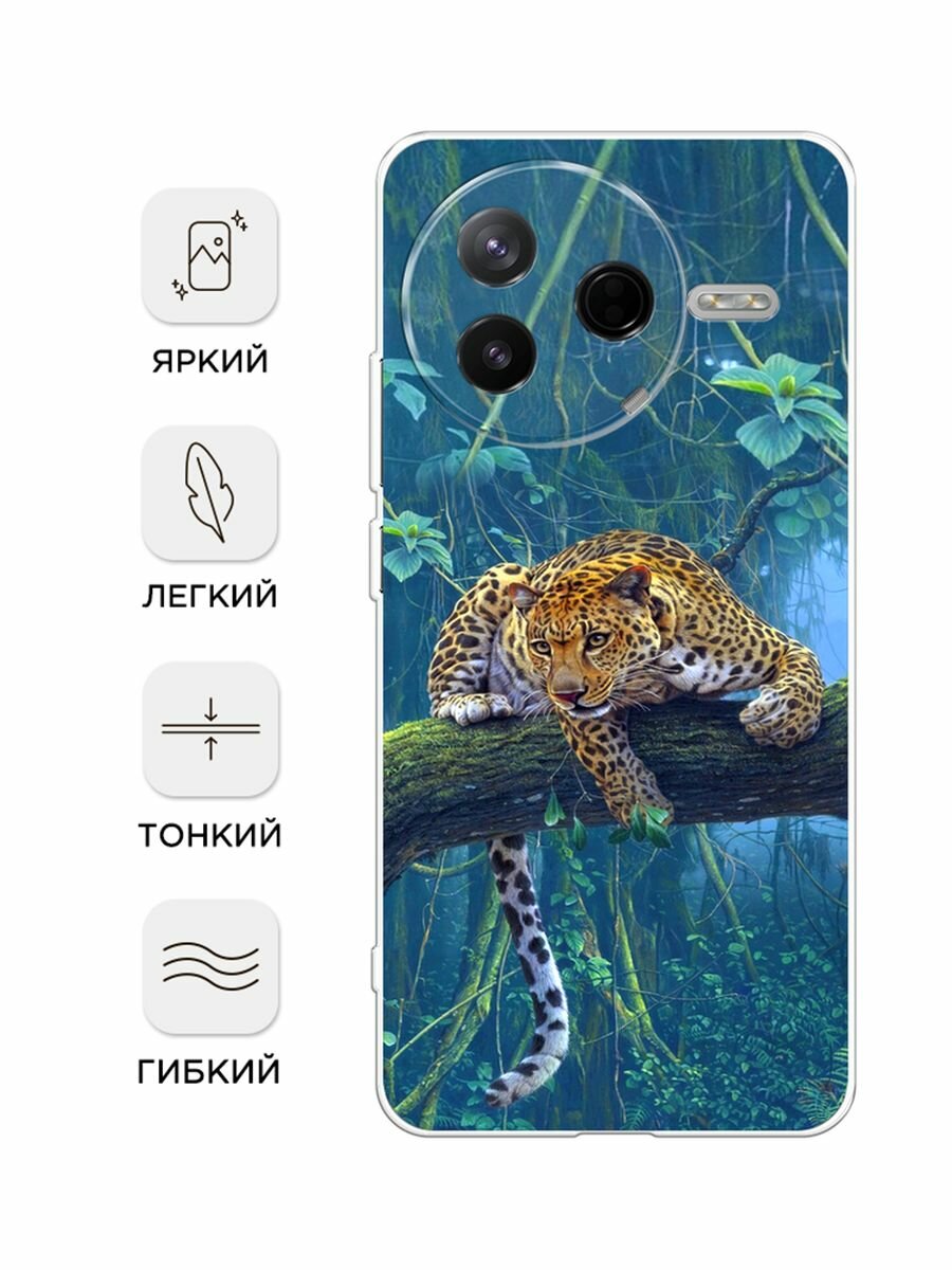 Чехол на Poco F7 Pro / Поко F7 Про с принтом "Леопард охотник" — фото 1