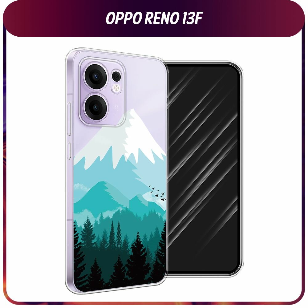 Чехол на Oppo Reno 13F / Оппо Рено 13F с принтом "Синяя снежная гора", прозрачный