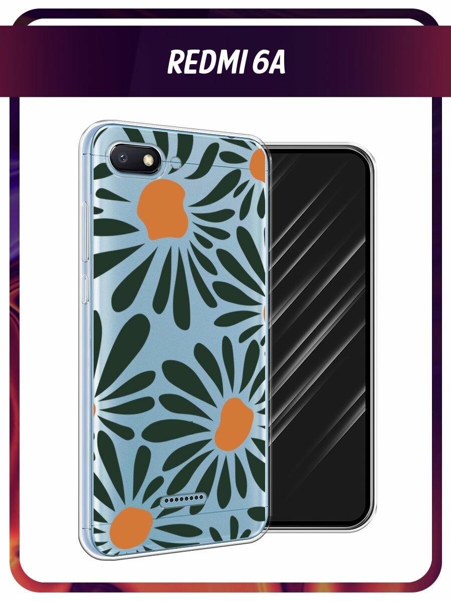Чехол на Xiaomi Redmi 6A / Сяоми Редми 6А с принтом "Летние цветы рисунок", прозрачный