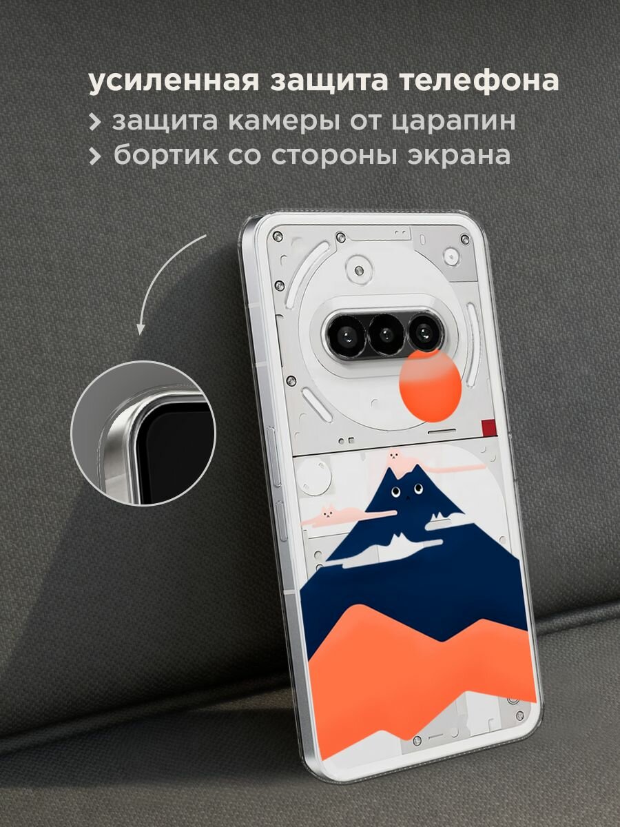 Чехол на Nothing Phone 3a / Нотинг Фон 3а с принтом "Кот-гора", прозрачный — фото 1