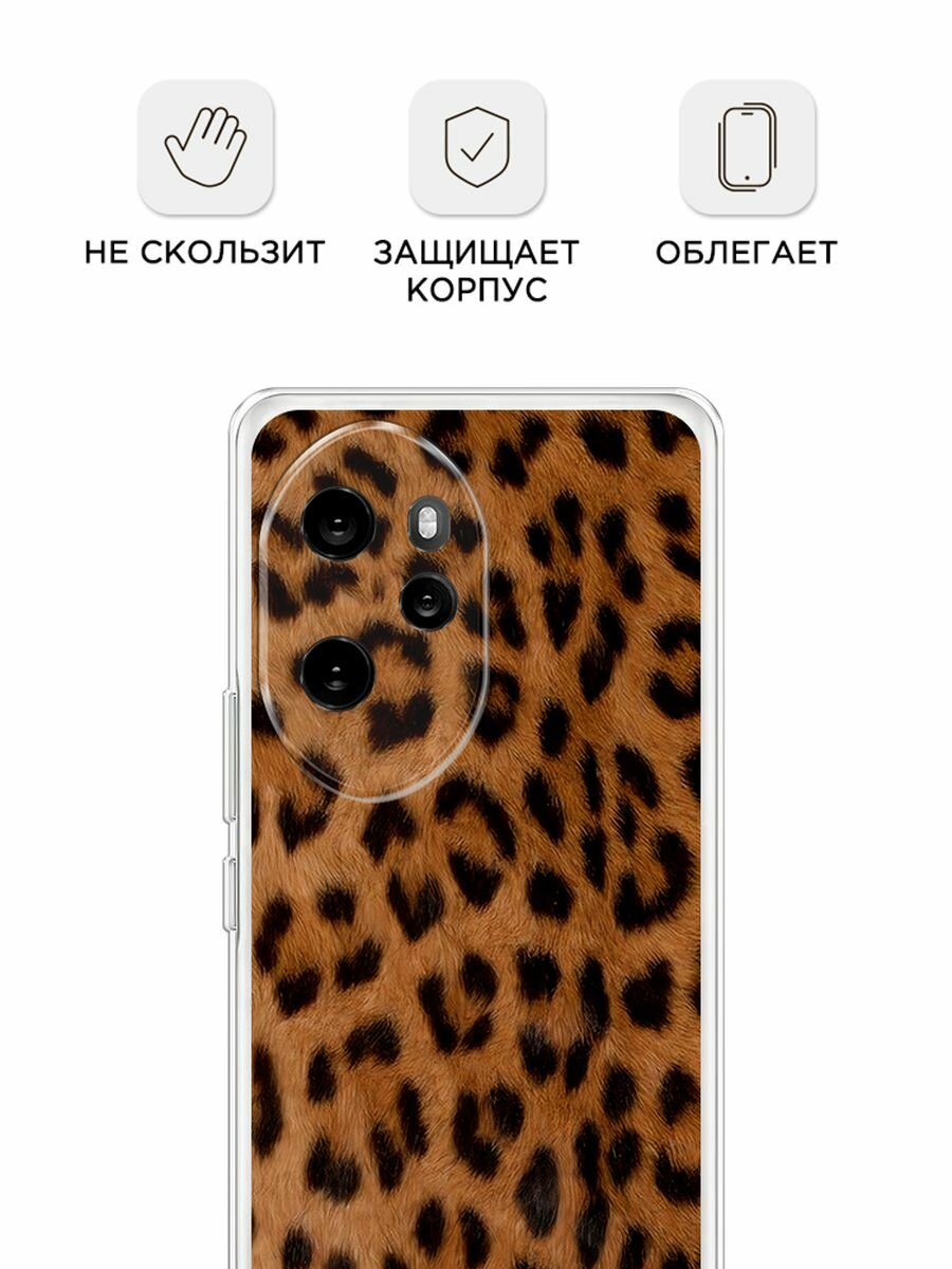 Чехол на Honor 100 Pro / Хонор 100 Про с принтом "Мех леопарда" — фото 1