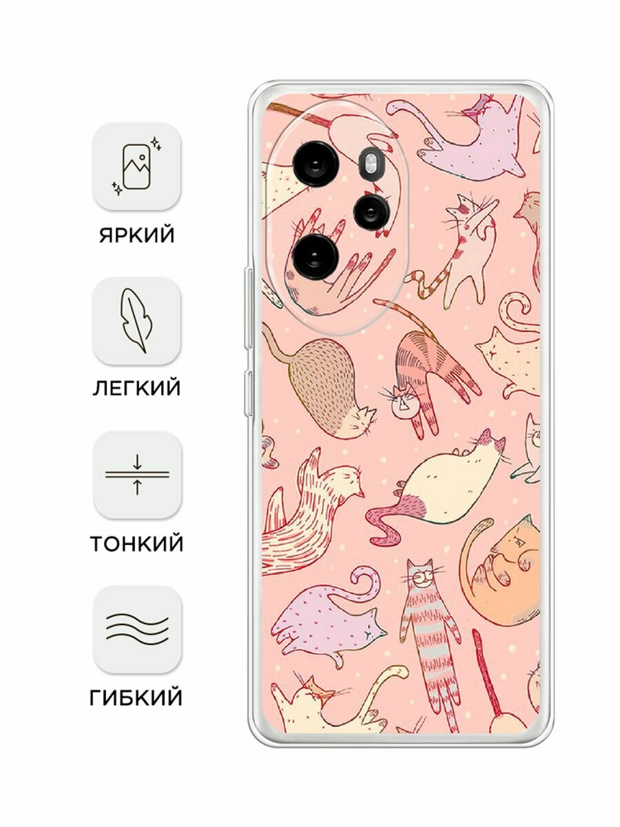 Чехол на Honor 100 Pro / Хонор 100 Про с принтом "Розовое счастье" — фото 1