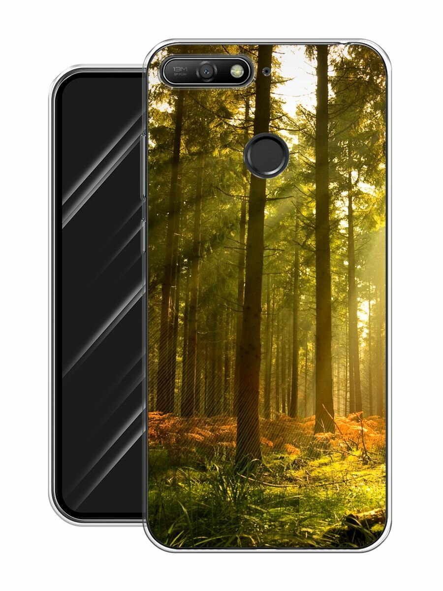 Чехол на Honor 7C/7A Pro/Huawei Y6 Prime 2018 / Хонор 7С/7А Про/Хуавей Y6 Prime 2018 с принтом "Лес 7" — фото 1